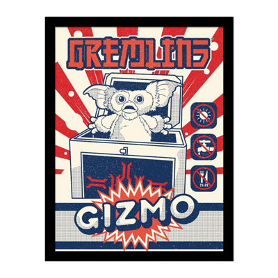 Gremlins Gizmo Surprise Framed Poster Red/Cream/Navy (45cm x 35cm)