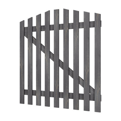Grey 120x120cm Outdoor Wooden Garden Gate Spruce Wood Fence Door with ...