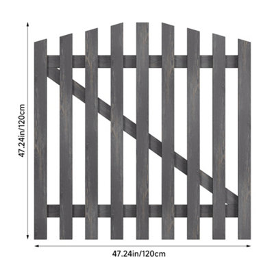 Grey 120x120cm Outdoor Wooden Garden Gate Spruce Wood Fence Door with ...