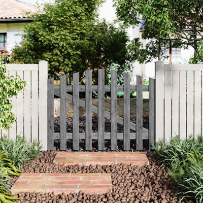 Grey 120x90cm Outdoor Wooden Garden Gate Spruce Wood Fence Door with ...