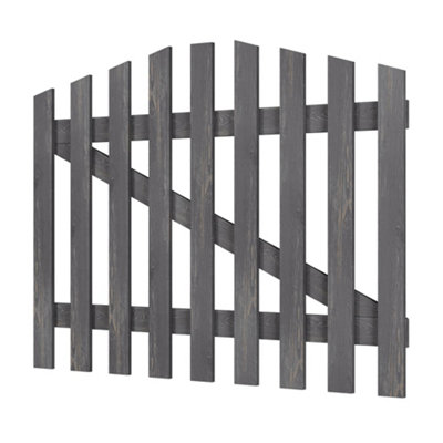 Grey 120x90cm Outdoor Wooden Garden Gate Spruce Wood Fence Door with ...