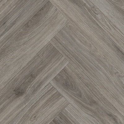 Grey 2.4mm Thick Vinyl Sheet Herringbone Wood Effect Vinyl Flooring For ...