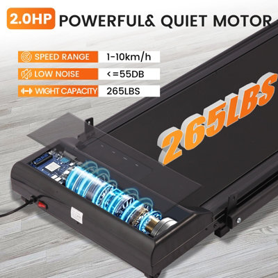 Grey 2 in 1 Foldable Home Fitness Walking Running Treadmill With Handrail