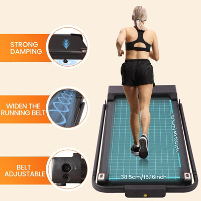 Grey 2 in 1 Foldable Home Fitness Walking Running Treadmill With Handrail