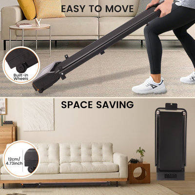 Grey 2 in 1 Foldable Home Fitness Walking Running Treadmill With Handrail