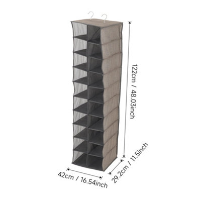 Grey 20 Compartments Non Woven Hanging Organizer for Shoes