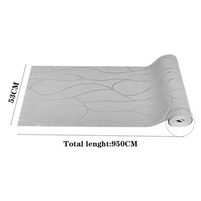 Grey 3D Striped Patterned Wallpaper No Woven Wall Paper Roll 5m²