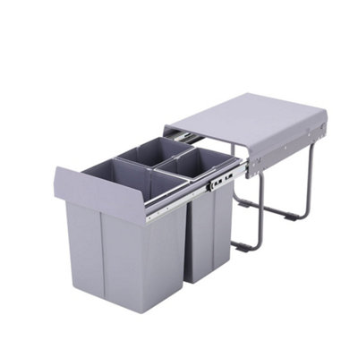 Grey 40L Cabinet Integrated Pull Out Kitchen Waste Bin Under Counter ...