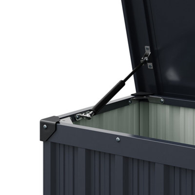 Grey 550L Outdoor Large Lockable Metal Storage Box with Wheels