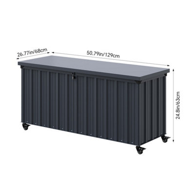 Grey 550L Outdoor Large Lockable Metal Storage Box with Wheels