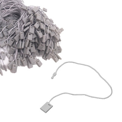 GREY 7 INCH NYLON STRING HANG TAG WITH SNAP LOCK PIN, 100PCS