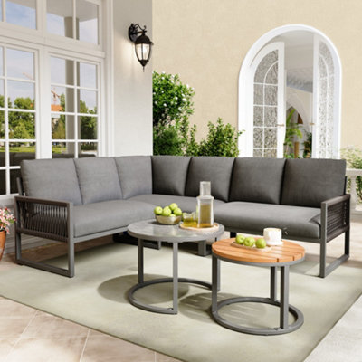 Grey 7 Seater Outdoor Corner Sofa Set