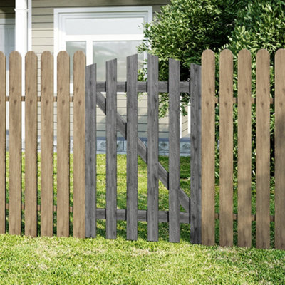 Grey 76x120cm Outdoor Wooden Garden Gate Spruce Wood Fence Door with ...