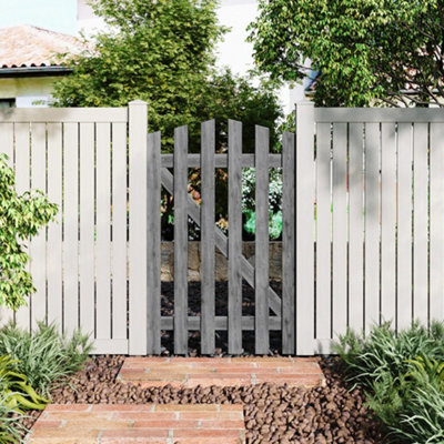Grey 76x120cm Outdoor Wooden Garden Gate Spruce Wood Fence Door with ...