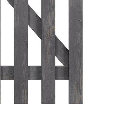 Grey 76x120cm Outdoor Wooden Garden Gate Spruce Wood Fence Door with ...
