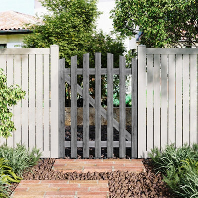 Grey 90x120cm Outdoor Wooden Garden Gate Spruce Wood Fence Door with ...