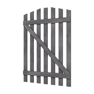 Grey 90x120cm Outdoor Wooden Garden Gate Spruce Wood Fence Door with ...