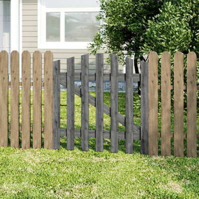 Grey 90x90cm Outdoor Wooden Garden Gate Spruce Wood Fence Door with ...