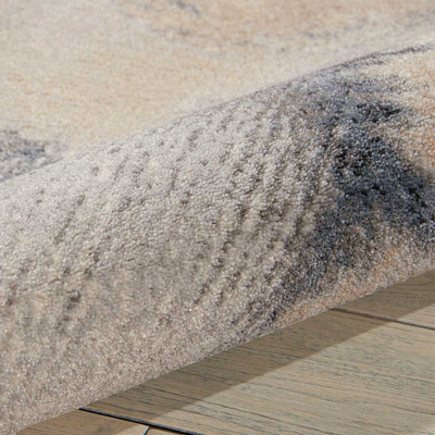 Grey Abstract Modern Luxurious Cotton Backing Rug for Living Room and ...