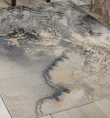 Grey Abstract Modern Luxurious Cotton Backing Rug for Living Room and ...