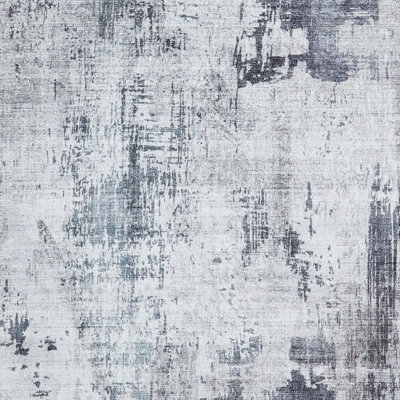 Grey Abstract Modern Rug Easy to clean Living Room and Bedroom-120cm X ...