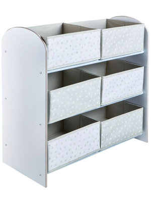 Grey and White Stars 6 Bin Storage Unit
