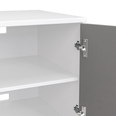 Grey and white TV cabinet with intelligent eye and Alexa or app ...