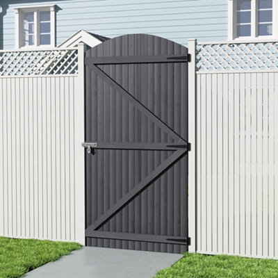 Grey Arch Top Timber Fence Gate with Latch & Anti Sag Support 105cm x 210cm