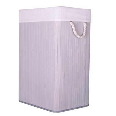 Grey Bamboo Laundry Hamper With Liner