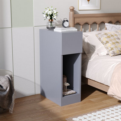 Grey Bedside Table with a Drawer