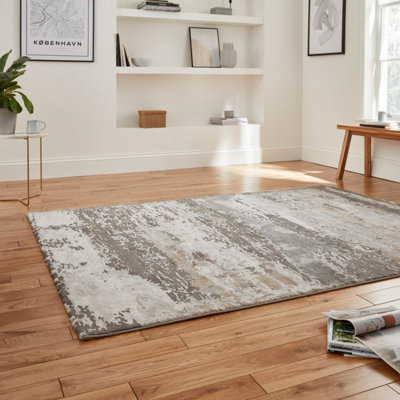 Grey Beige Abstract Modern Easy to clean Rug for Dining Room Bed Room ...