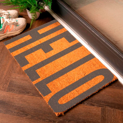 Grey Big Letters Hello Doormat | DIY at B&Q