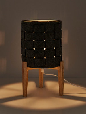 GREY CHECKED FELT TABLE LAMP WOODEN LEGS | DIY at B&Q