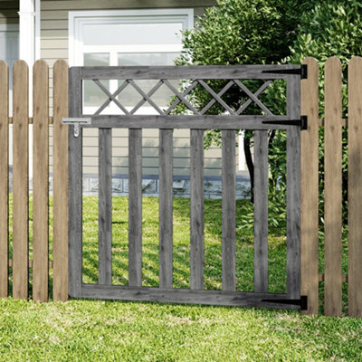 Grey Coated Classic Cross Top Wooden Gate for Garden and Yard Access ...