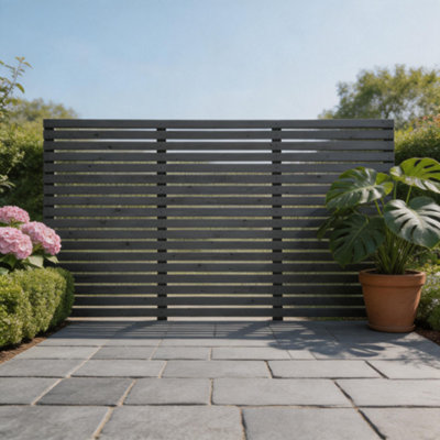 Grey Coated Garden Wood Fence Privacy Fence 180cm W x 90cm H