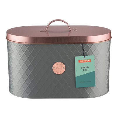 Grey Coated Typhoon Henrik Steel 7.5 L Bread Bin Storage With Air tight ...