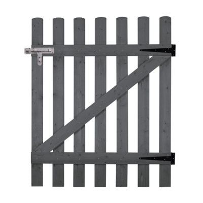 Grey Coated Wooden Fence Gate 90x90cm with 2 T Shaped Hinges and 1 ...