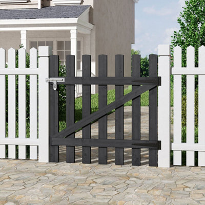Grey Coated Wooden Fence Gate 90x90cm with 2 T Shaped Hinges and 1 ...