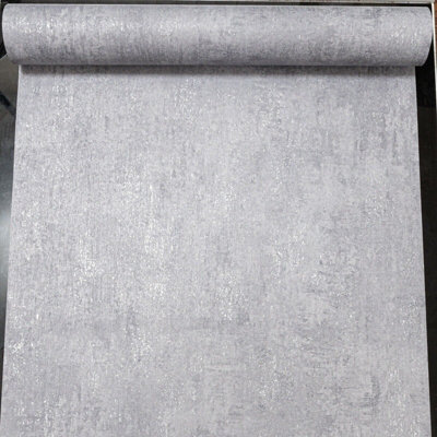 Grey Concrete Effect Wallpaper Heavy Vinyl Metallic Slight Imperfect ...