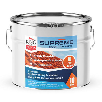 Grey Concrete Roof Tile Paint King of Paints Supreme 10 Litres | DIY at B&Q