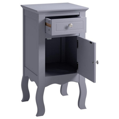 Grey Country Style Wooden Night Stand Table with Drawer and Door W 330 ...