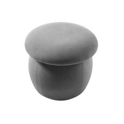 Grey Cute Mushroom Shaped Velvet Pouf Foot Stool Dia 400 x H 310 mm