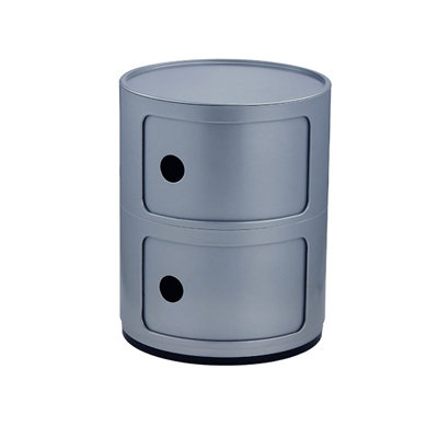 Grey Cylindrical Multi Tiered Plastic Bedside Storage Drawers Unit ...