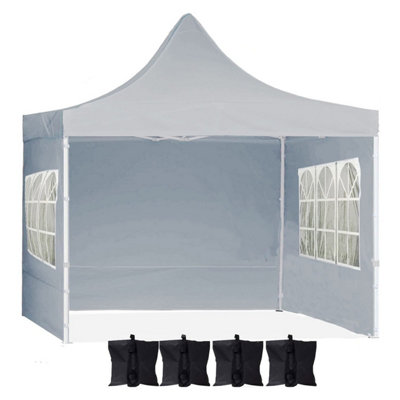 Grey Deluxe Commercial Gazebo with Zipped Removable Sides - 3m x 3m ...