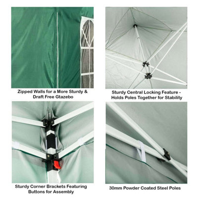 Grey Deluxe Commercial Gazebo with Zipped Removable Sides - 3m x 3m ...