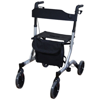 Grey Deluxe Ultra Lightweight Aluminium Rollator with 4 Wheels ...