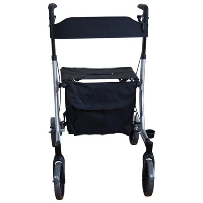 Grey Deluxe Ultra Lightweight Aluminium Rollator with 4 Wheels ...