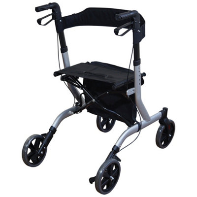 Grey Deluxe Ultra Lightweight Aluminium Rollator with 4 Wheels ...
