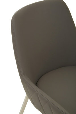 Grey Dining Chair with Flared Back, Curved Back Accent Arm Chair for ...