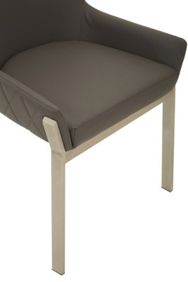 Grey Dining Chair with Flared Back, Curved Back Accent Arm Chair for ...